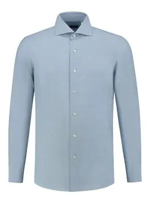 FINAMORE 1925 Long-sleeved Cotton-blend Shirt - Blue