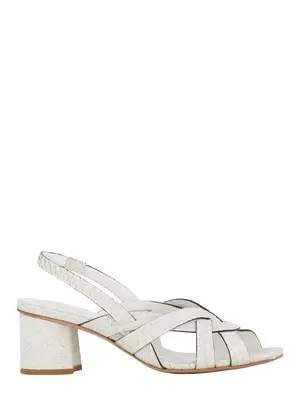 DEL CARLO 65mm Embossed Leather Sandals - White