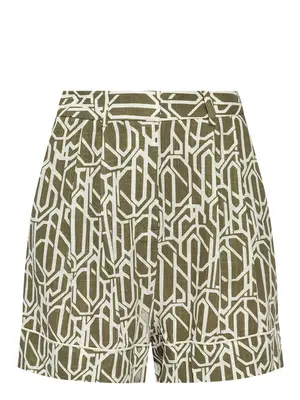 Diane Von Furstenberg Abstract-pattern Linen Shorts - Green