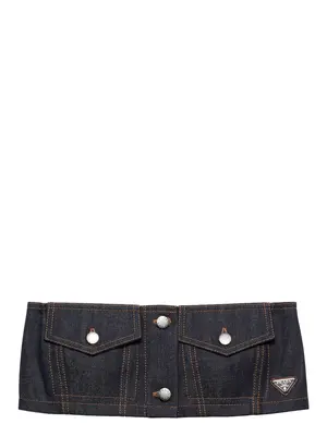 PRADA Denim Strapless Crop Top