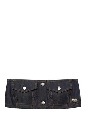 PRADA Denim Strapless Crop Top
