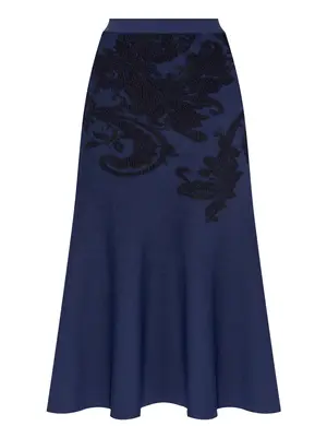Etro Embroidered A-line Midi Skirt - Blue