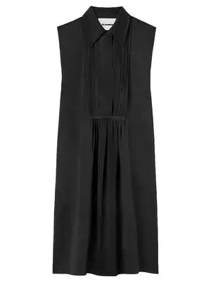JIL SANDER Classic-collar Satin-finish Midi Dress - Black