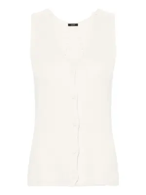 JOSEPH Ribbed Linen-blend Vest - Neutrals