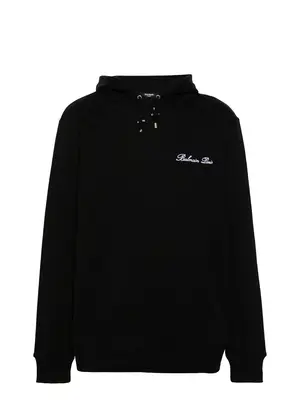 Balmain Signature Cotton Hoodie - Black
