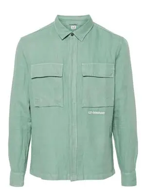 C.P. COMPANY Logo-embroidered Long-sleeve Shirt - Green