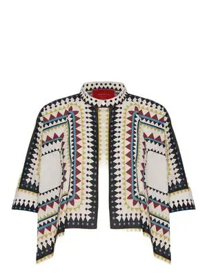 La DoubleJ Geometric Print Cotton Shirt - White