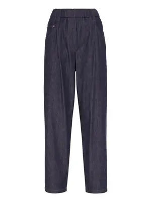 Brunello Cucinelli Elasticated-waist Tapered Jeans - Blue
