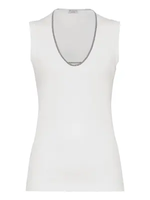 Brunello Cucinelli Monili Trim Tank Top - White