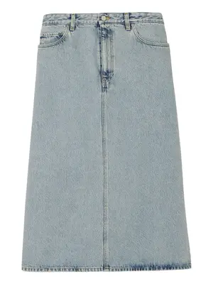 TOTEME Organic Denim Midi Skirt - Blue