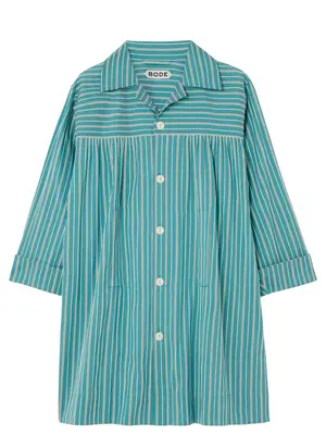 BODE Shore Stripe Quincy Mini Shirt Dress - Blue