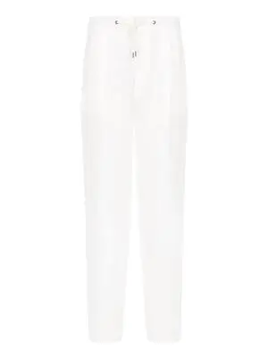 Giorgio Armani Single-dart Pure Linen Canvas Trousers - White