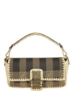 Fendi Pequin Convertible Baguette - Brown
