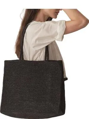 DÔEN DOEN Grande Mathilde Tote Bag Black Raffia