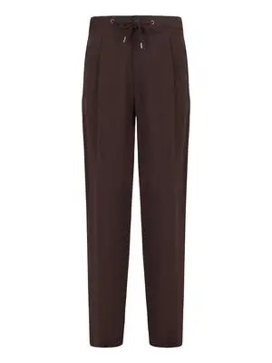 Giorgio Armani Pure Linen Canvas Trousers Brown