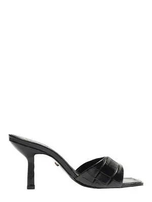 Schutz Posseni Croco Stiletto Slide Sandals - Black