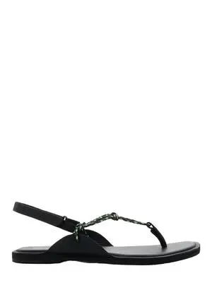 ST. AGNI Woven Leather Thong Sandals - Green