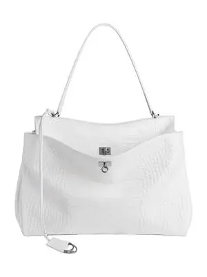 Balenciaga Rodeo Large Croc-effect Leather Top Handle Bag - White