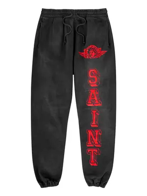 SAINT MXXXXXX Angel Of Death Printed Cotton Sweatpants - Black