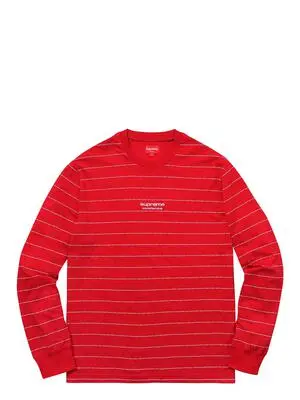 Supreme Logo Stripe Long Sleeve Top - Red
