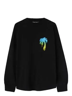 PALM ANGELS Sprayed Palm Logo Over Longsleeve T-shirt