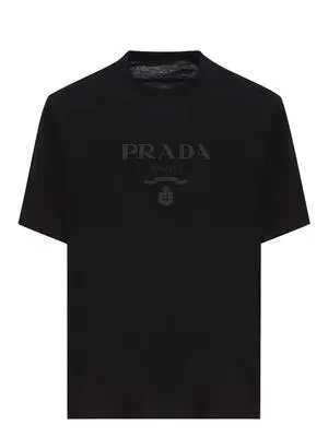 Prada Logo Printed Shortsleeved T-shirt - Black