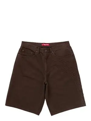Supreme Script Baggy Denim Shorts - Brown
