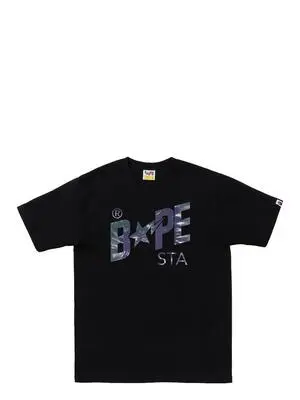 A BATHING APE Tie Dye Sta Logo Tee Shirt Black Purple