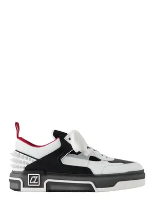 CHRISTIAN LOUBOUTIN Astroloubi Spiked Leather And Mesh Sneakers - White