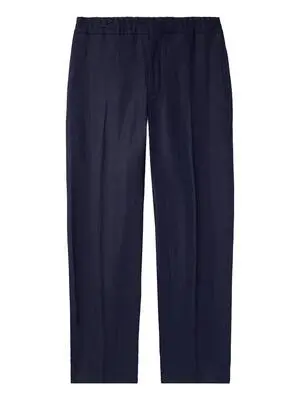Zegna Tapered Oasi Linen Trousers - Blue