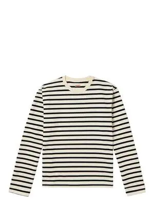 Kapital Printed Striped Cotton-jersey T-shirt - Neutrals