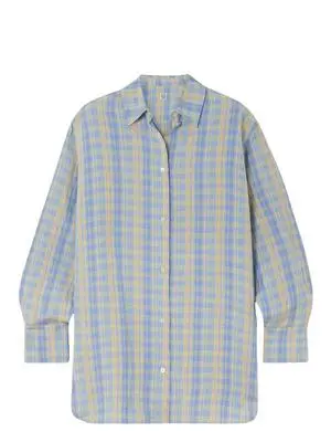 TOTEME Checked Linen-blend Shirt - Blue