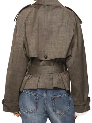 Stella McCartney Cropped Wool Trench Jacket - Pinstripe