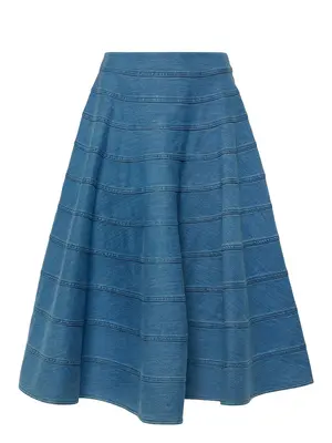 Altuzarra Grace Paneled Denim Midi Skirt - Blue
