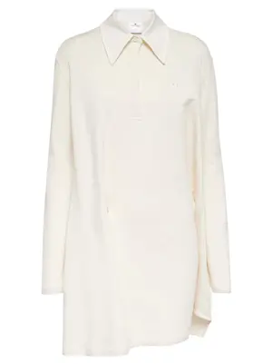 COURREGES Courrèges Asymmetric Cotton-blend Piqué Minidress - Neutrals