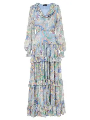 Etro Floral Silk Gown - Blue