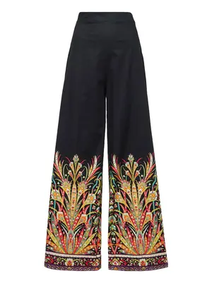 Etro Printed Cotton-blend Flared Pants - Black
