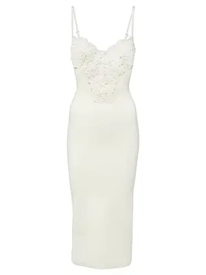 Galvan Sculpted Spiral Midi Dress - White