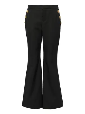 Balmain Virgin Wool Flared Trousers - Black