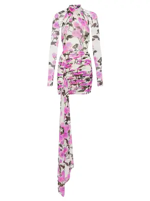 David Koma Floral Ruched Minidress - Pink
