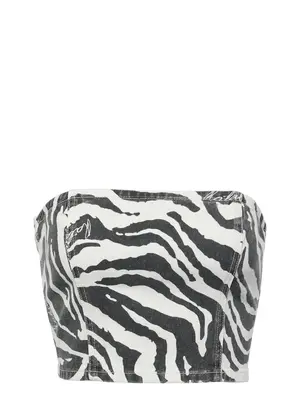 Remain Birger Christensen Zebra-print Crop Top - White