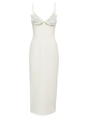 David Koma Embellished Cady Midi Dress - White