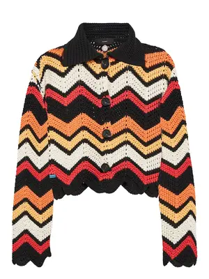 Alanui Kaleidoscopic Chevron Cotton-blend Cardigan - Multicoloured
