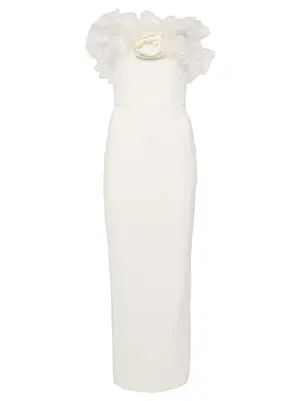 Alessandra Rich Organza-trimmed Cady Gown - White
