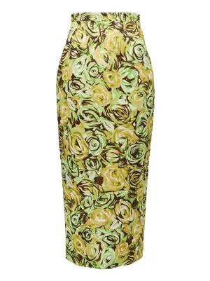 EMILIA WICKSTEAD Emilia Wickstead Lorelei Floral Twill Pencil Skirt