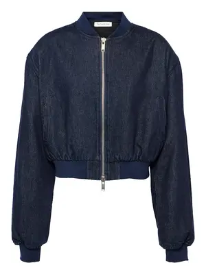 THE FRANKIE SHOP Micky Cropped Denim Bomber Jacket - Blue
