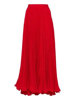 Balmain Pleated Crêpe Maxi Skirt - Red