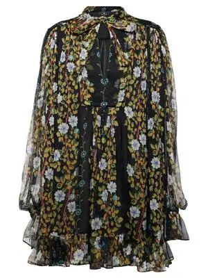 Etro Floral Silk Crepon Mini Dress - Multicoloured