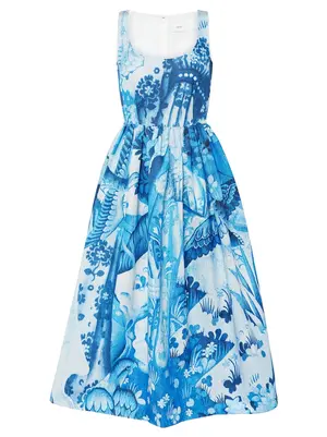 ERDEM Erdem Printed Cotton-Blend Faille Midi Dress