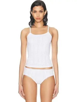 COU COU The Regular Picot Tank Top - White